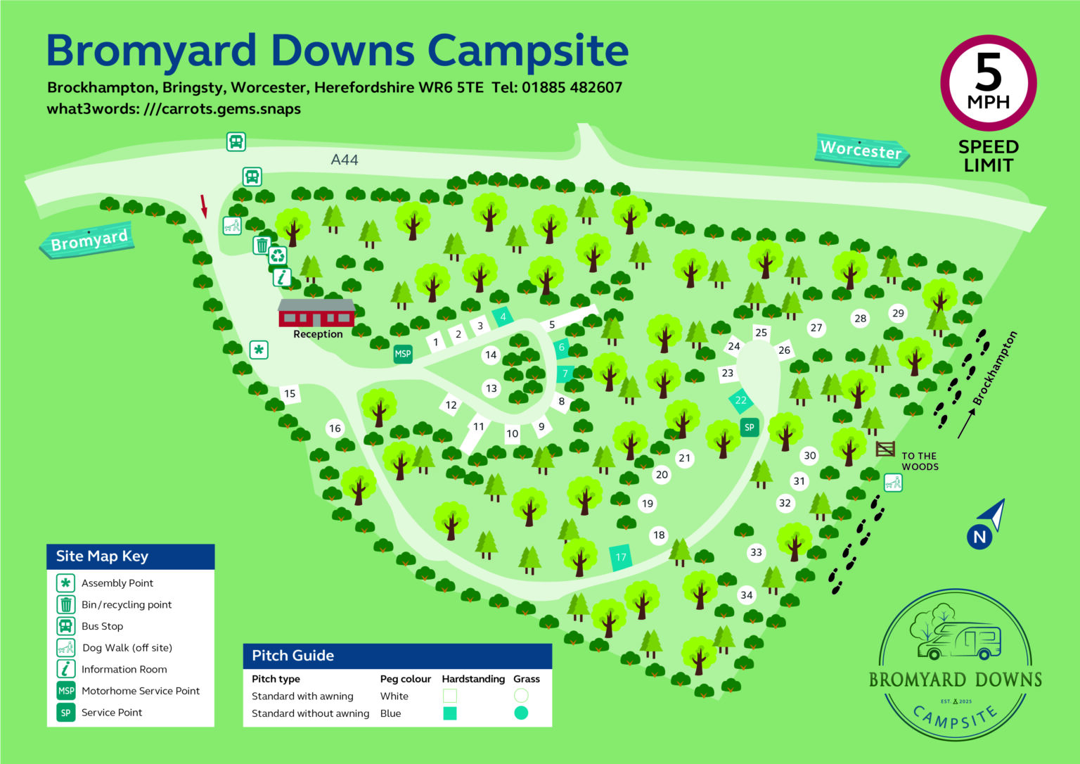 Site Map - bromyard downs campsite